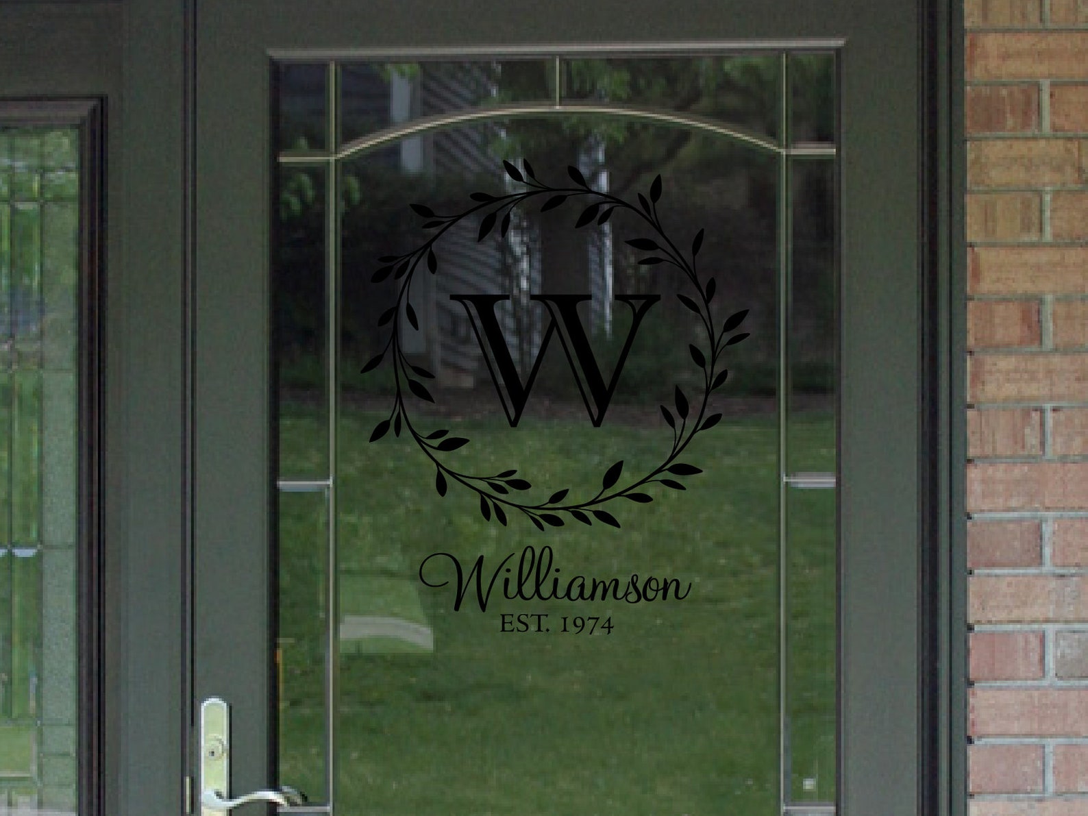 Personalized Monogram Glass Storm Door Decal - Wreath - Front Door ...