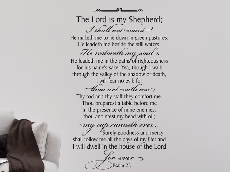 The LORD is My Shepherd; I Shall Not Want... Psalm 23 - Scripture Wall ...