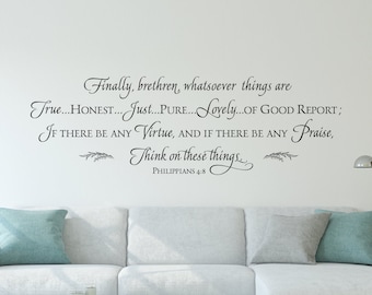 Think on These Things Philippians 4:8 Vinyl Wall Decal B-032 Back40life ...