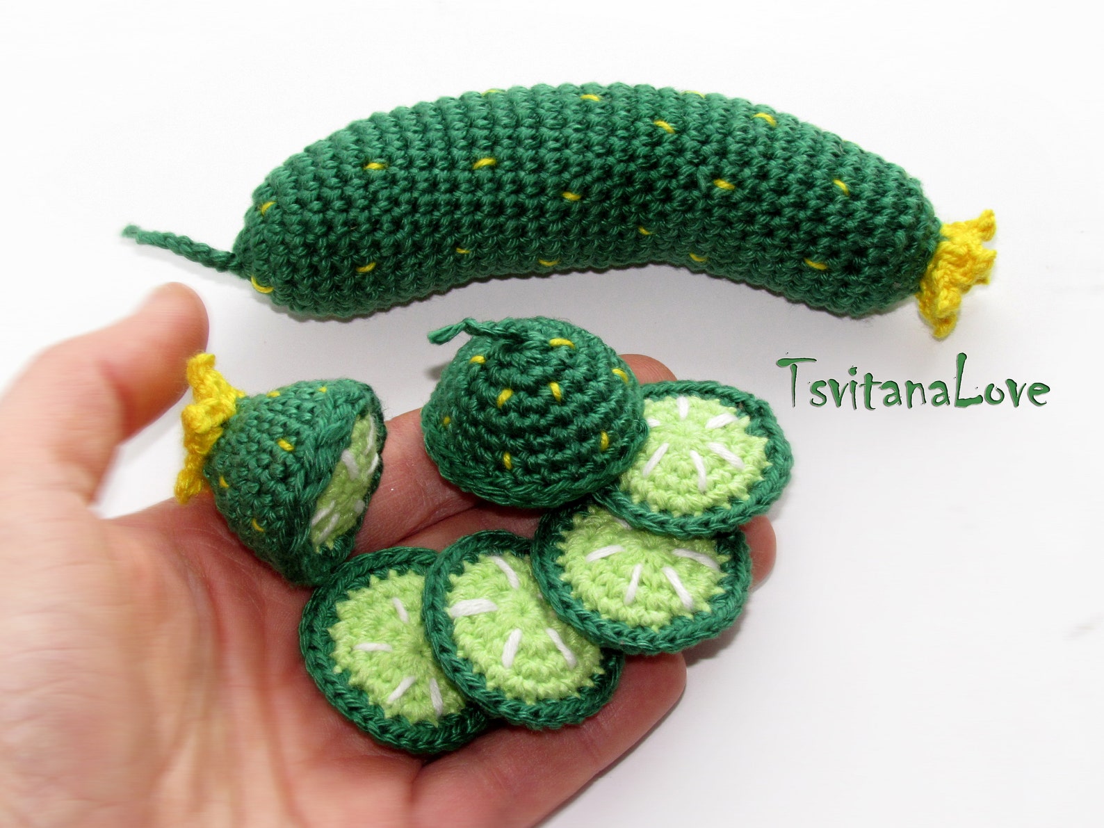 Crochet Cucumber Slices 6 Pcs Cucumber Cut Into 6 Pieces - Etsy