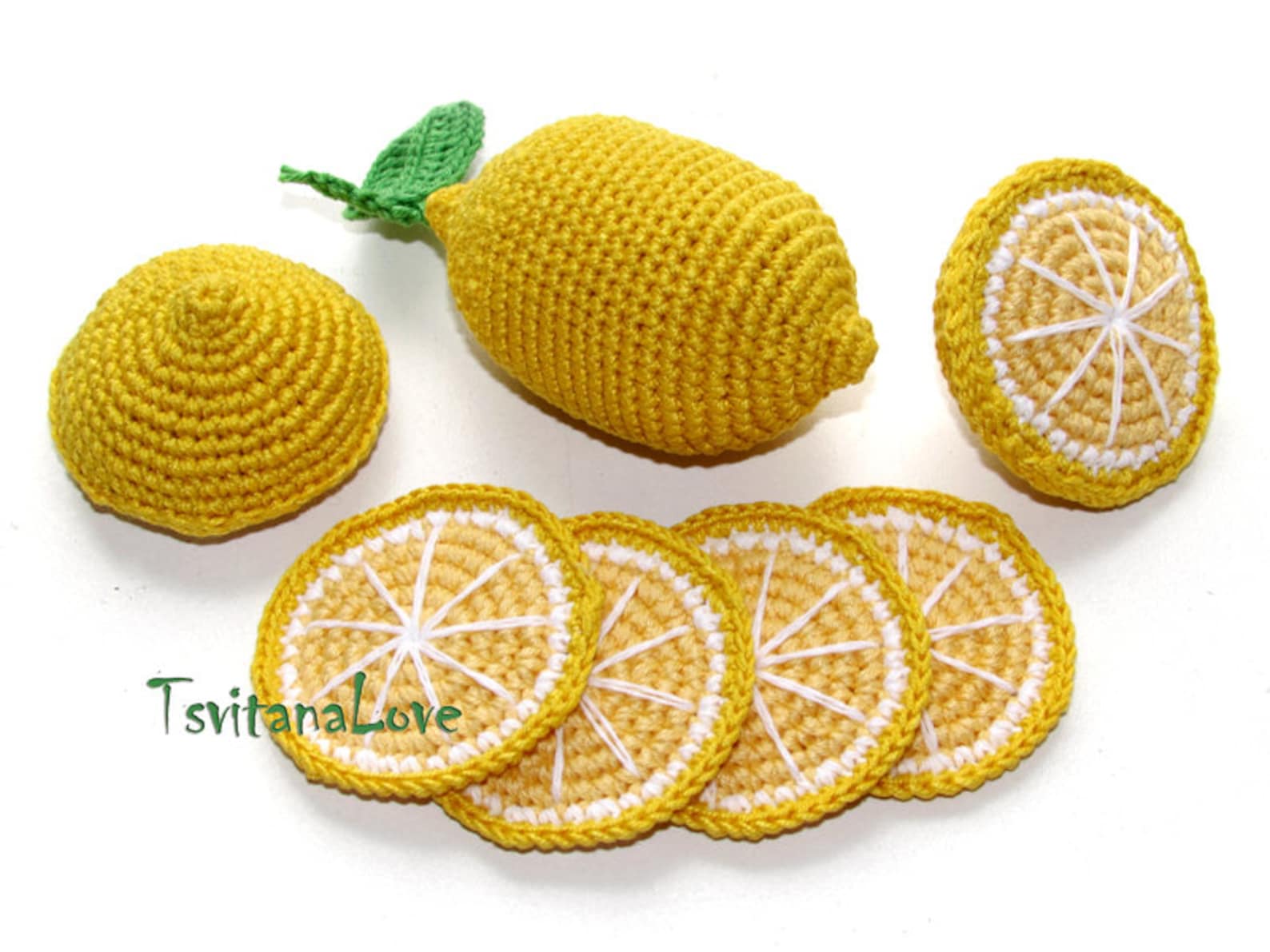 Crochet Fruit Lemon slices 6 pcs Play food kitchen | Etsy