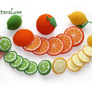 Crochet Whole Orange or Orange Slice (6 Pcs+) Kitchen Play Set - Tea ...