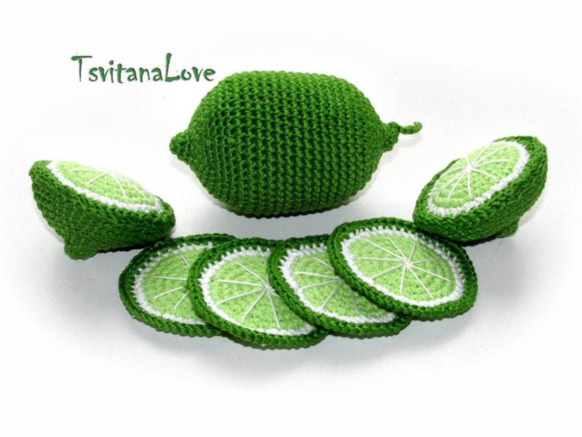 Crochet Whole Lime or Lime Cut Into 6 Pieces Kitchen Play - Etsy