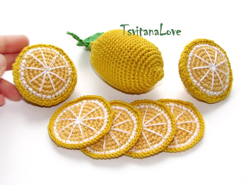 Crochet Fruit Lemon Slices 6 Pcs Play Food Kitchen - Etsy