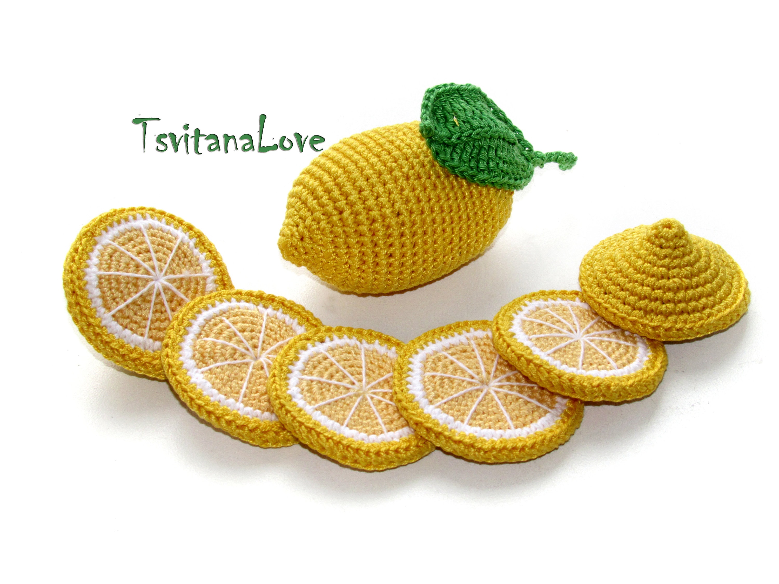 Crochet Fruit Lemon Slices 6 Pcs Play Food Kitchen | Etsy