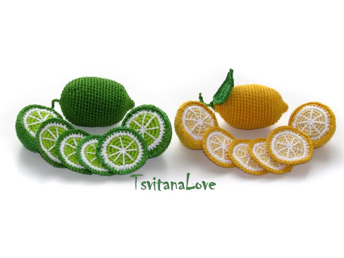 Crochet Whole Lime or Lime Cut Into 6 Pieces Kitchen Play - Etsy