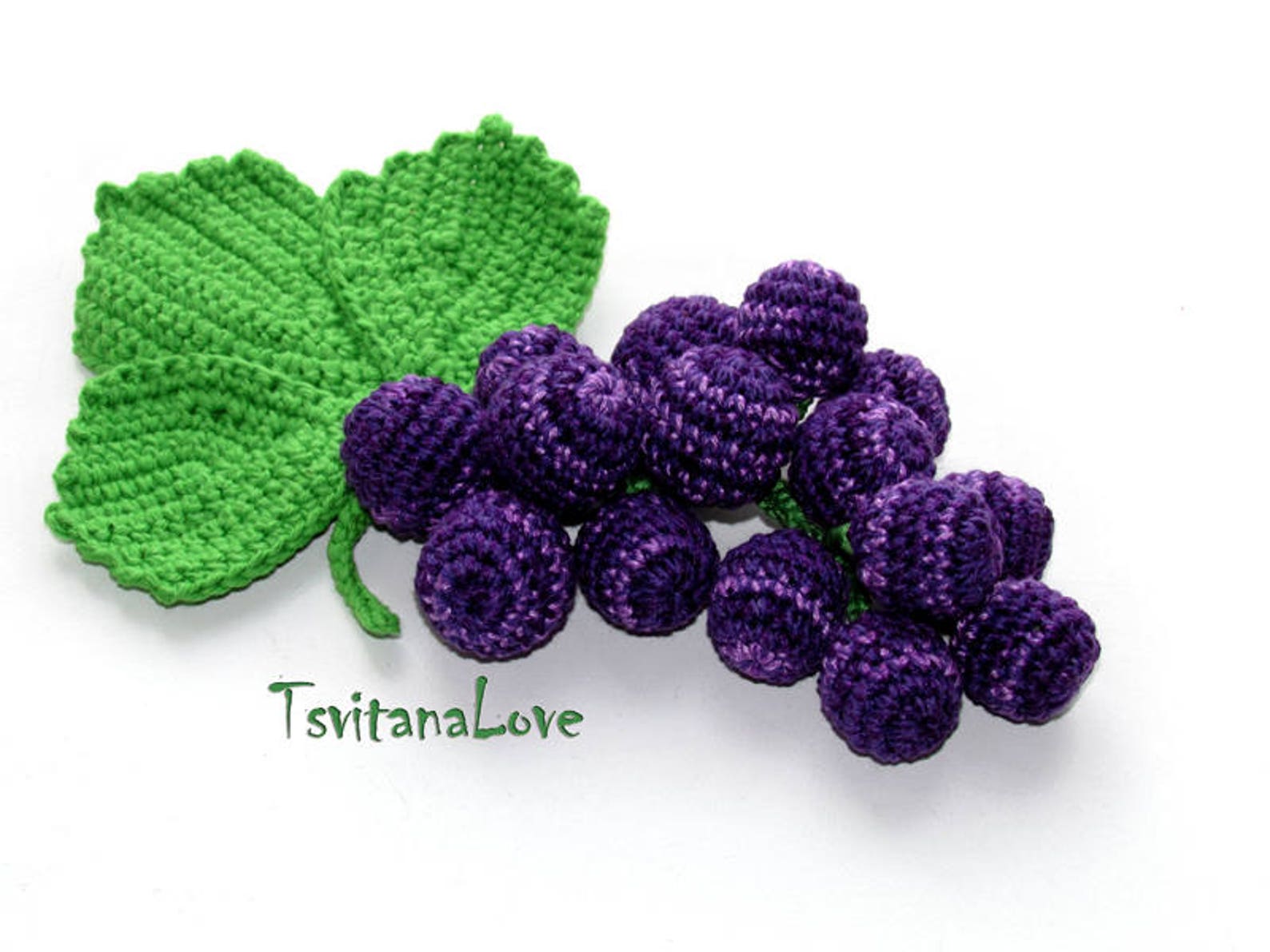 Grapes Crochet 1pc Stuffed Bunch of Grapes Crochet Fruit Eco Friendly ...