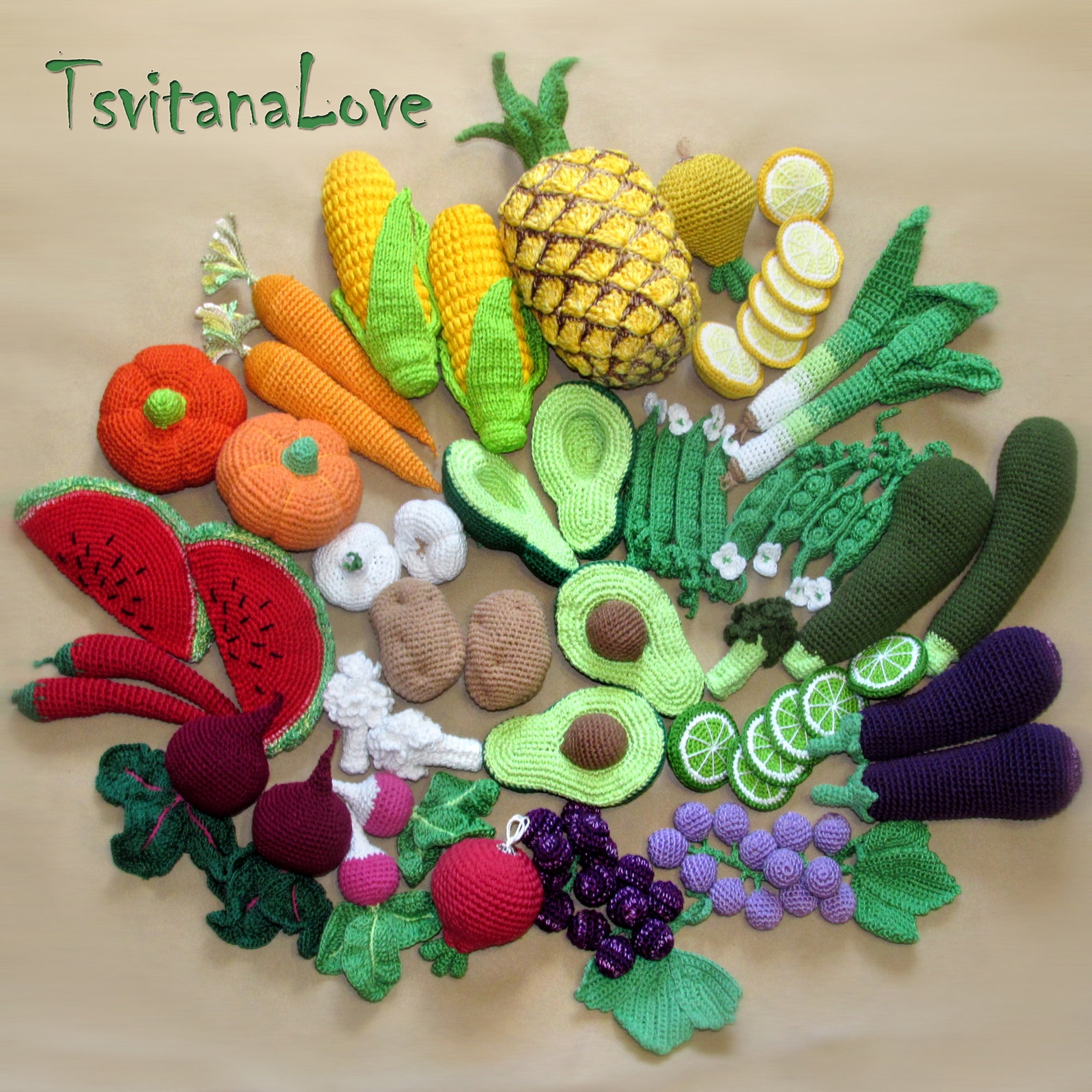 Pea Pod With 5 Peas - Crochet Play Kitchen Food - Motor Skills ...