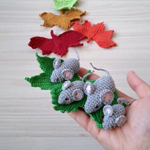 Little Mice With Pink Ears 1-4 Pieces. Family of 4 Mice (1.5-2 Inches ...