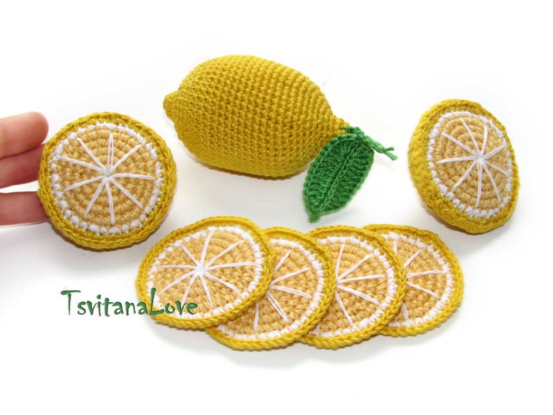 Crochet Fruit Lemon Slices 6 Pcs Play Food Kitchen - Etsy