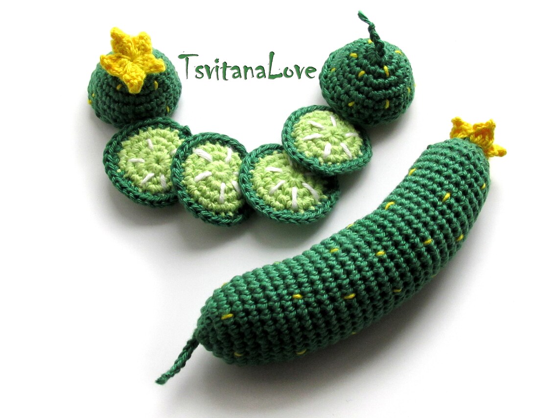 Crochet Cucumber slices 6 pcs Cucumber cut into 6 pieces | Etsy