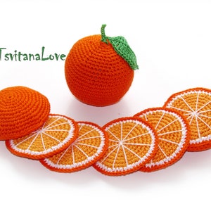 Crochet Whole Orange or Orange Slice (6 Pcs+) Kitchen Play Set - Tea ...