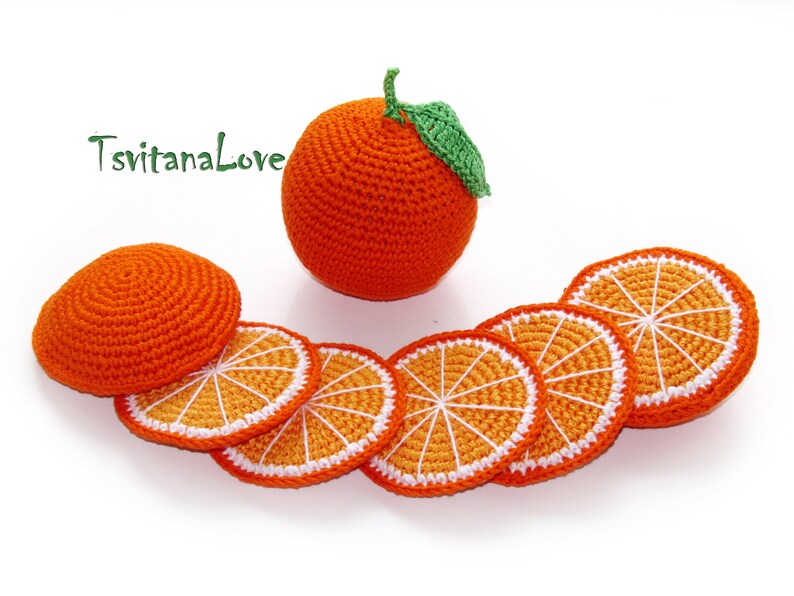 Crochet Whole Orange or Orange Slice 6 Pcs Kitchen Play Set - Etsy