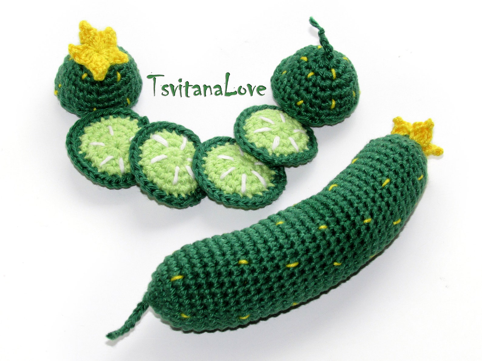 Crochet Cucumber Slices 6 Pcs Cucumber Cut Into 6 Pieces - Etsy