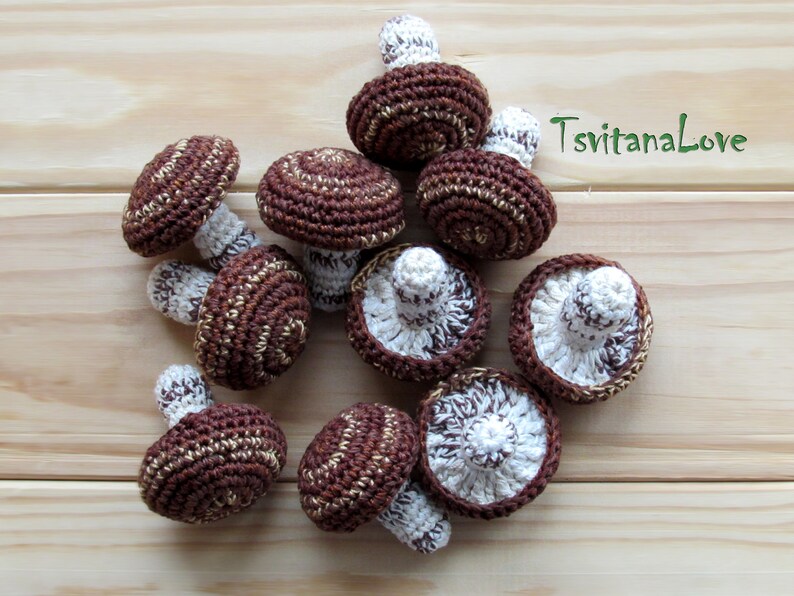 Small Mushroom (1pc+) - Realistic Crochet Amigurumi Fungi - Play Food ...