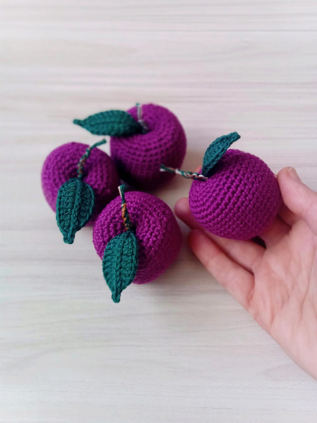 Crochet Purple Plum Toy. Montessori Play Food. Waldorf Kitchen Plush ...