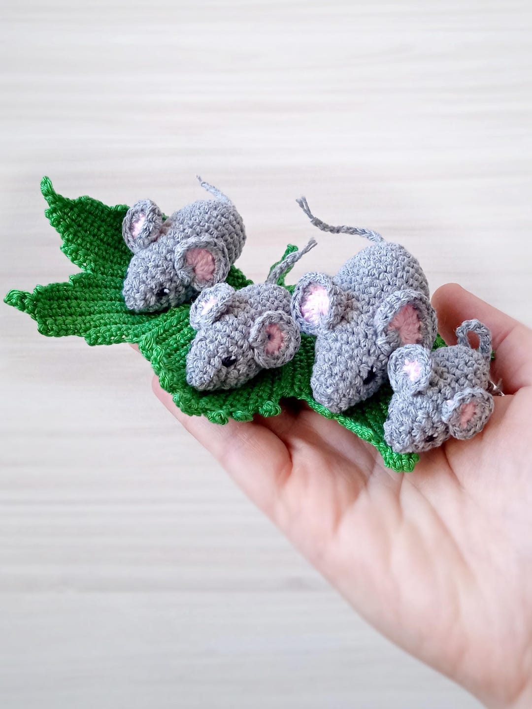 Little Mice With Pink Ears 1-4 Pieces. Family of 4 Mice 1.5-2 Inches ...
