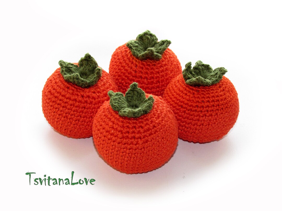 Crochet Stuffed Persimmon (1pc+) - Crochet Fruit - Eco Friendly Toy ...