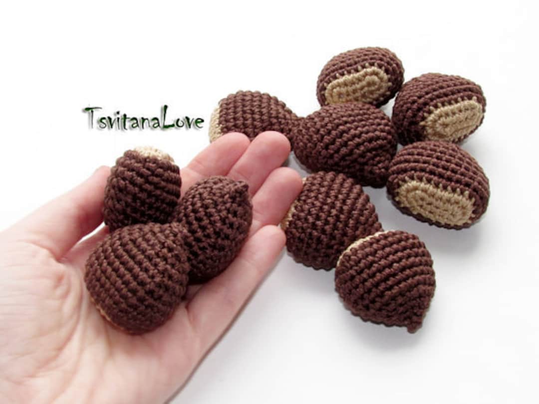Crochet Chestnuts 1pc Play Doll Food Kitchen Eco Friendly Development ...