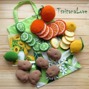 Crochet Whole Orange or Orange Slice (6 Pcs+) Kitchen Play Set - Tea ...