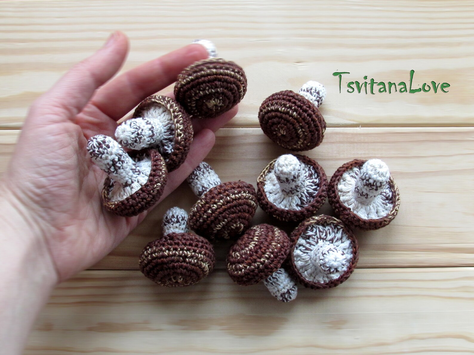 Small Mushroom (1pc+) - Realistic Crochet Amigurumi Fungi - Play Food ...