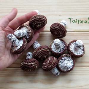 Small Mushroom (1pc+) - Realistic Crochet Amigurumi Fungi - Play Food ...