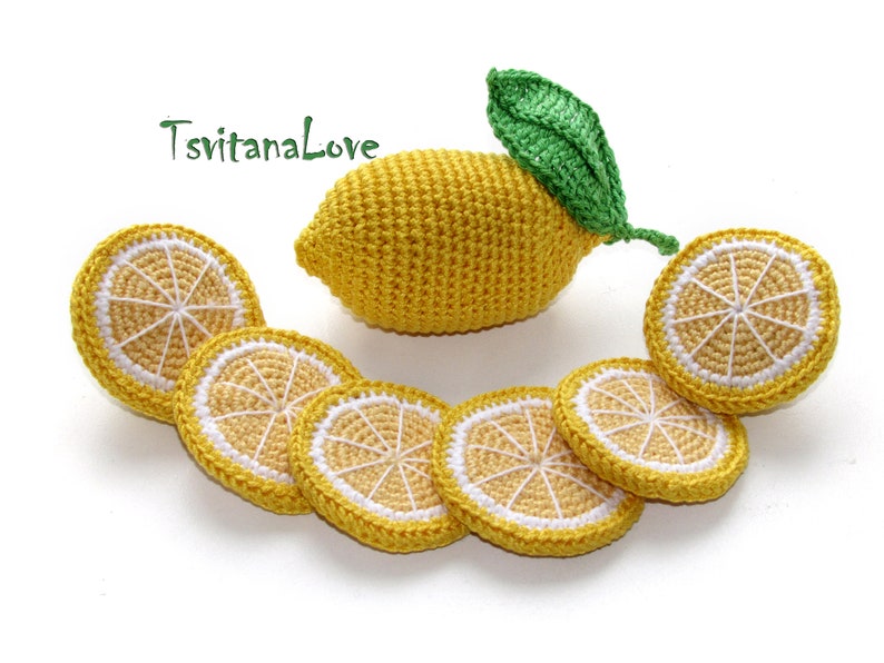 Crochet Fruit Lemon Slices 6 Pcs Play Food Kitchen - Etsy