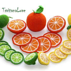 Crochet Whole Orange or Orange Slice (6 Pcs+) Kitchen Play Set - Tea ...