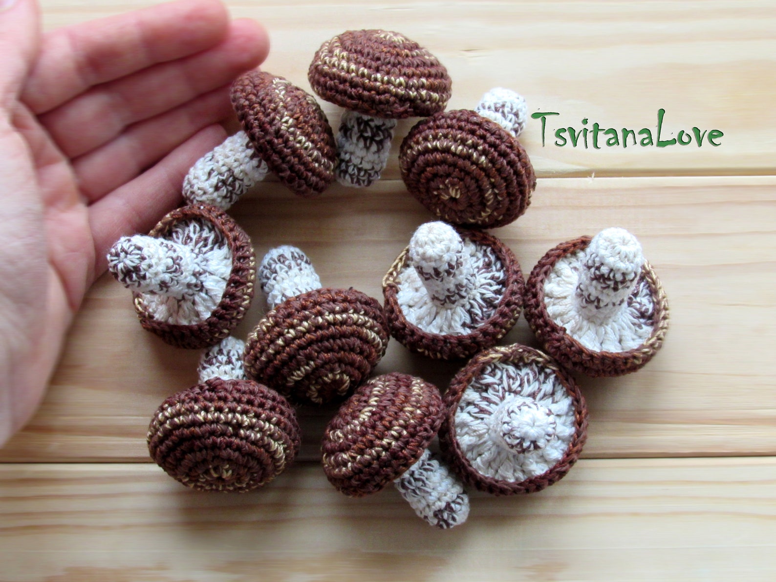 Small Mushroom (1pc+) - Realistic Crochet Amigurumi Fungi - Play Food ...