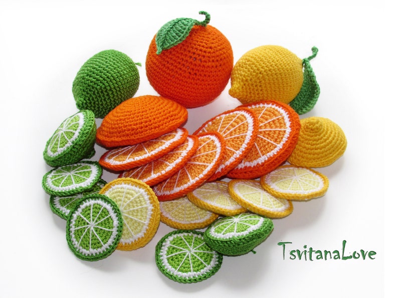 Crochet Whole Orange or Orange Slice 6 Pcs Kitchen Play Set | Etsy