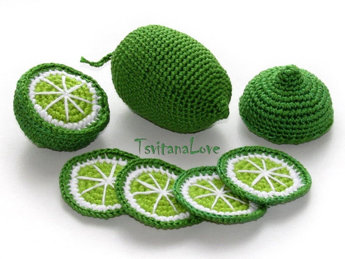 Crochet Whole Lime or Lime Cut Into 6 Pieces Kitchen Play - Etsy