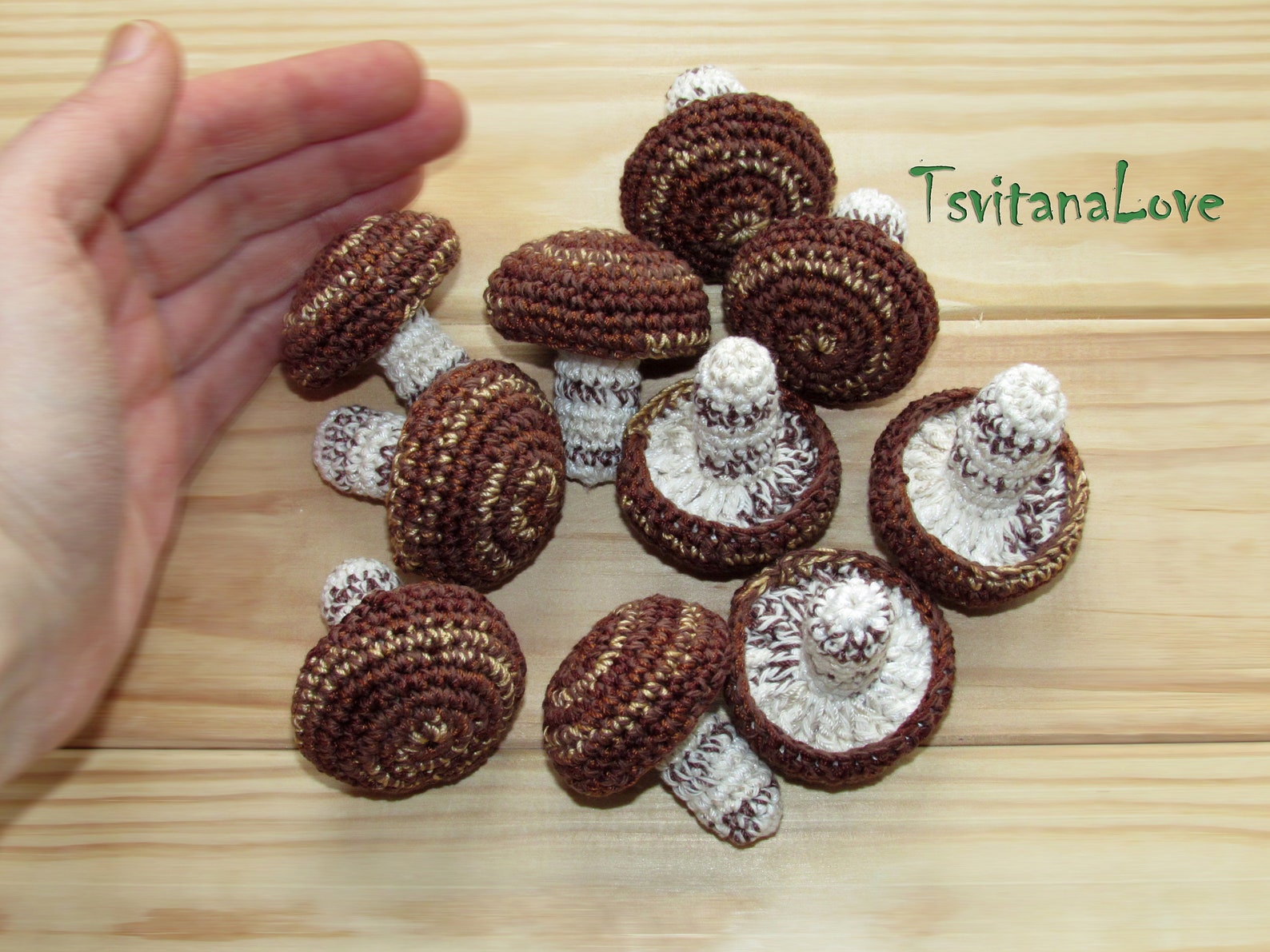 Small Mushroom (1pc+) - Realistic Crochet Amigurumi Fungi - Play Food ...