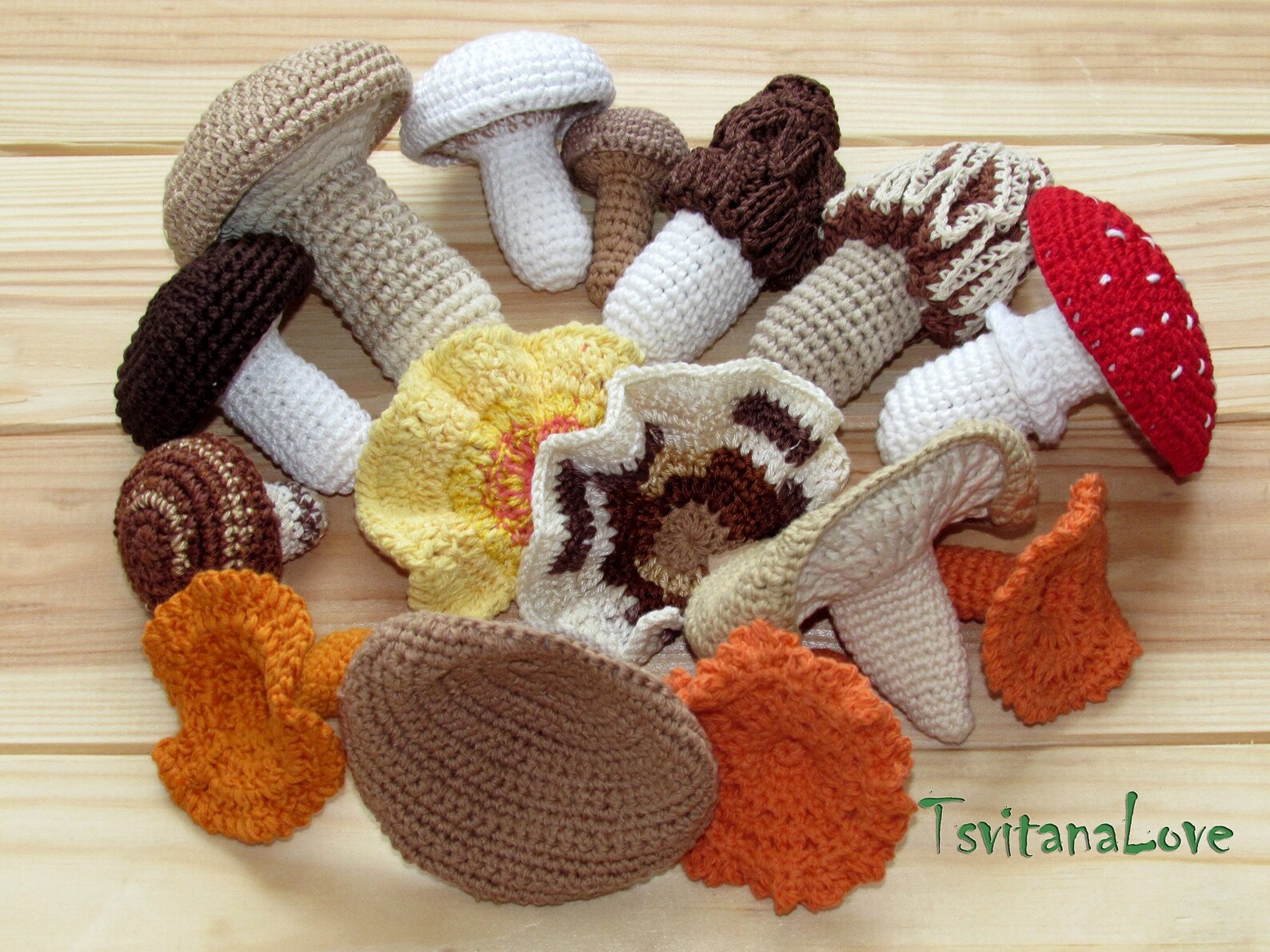 Small Mushroom 1pc Realistic Crochet Amigurumi Fungi Play Food Kitchen ...