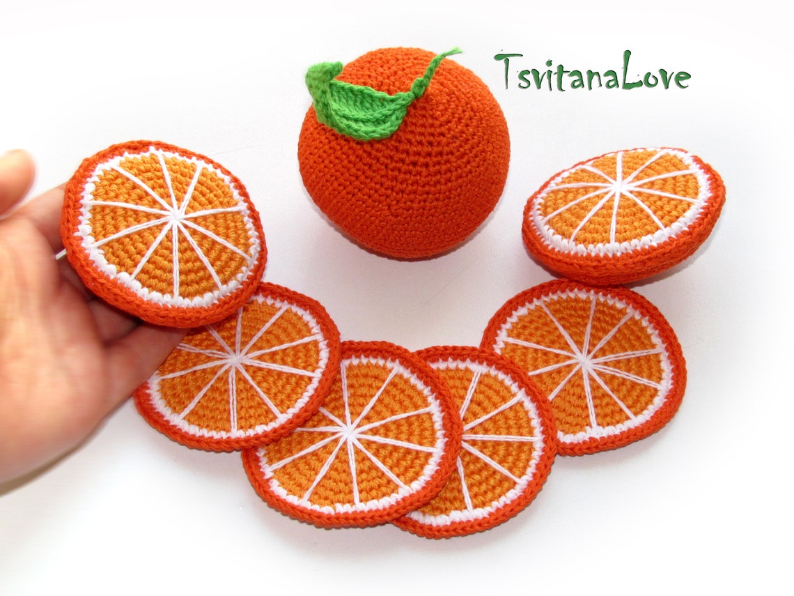 Crochet Whole Orange or Orange Slice 6 Pcs Kitchen Play Set | Etsy