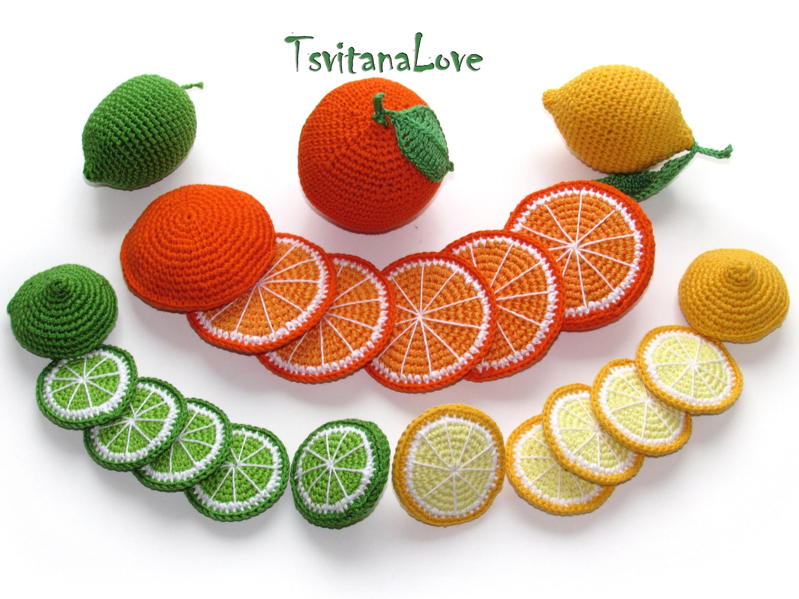 Crochet Whole Orange or Orange Slice 6 Pcs Kitchen Play Set | Etsy