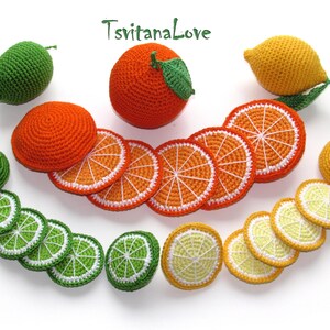 Crochet Whole Orange or Orange Slice (6 Pcs+) Kitchen Play Set - Tea ...