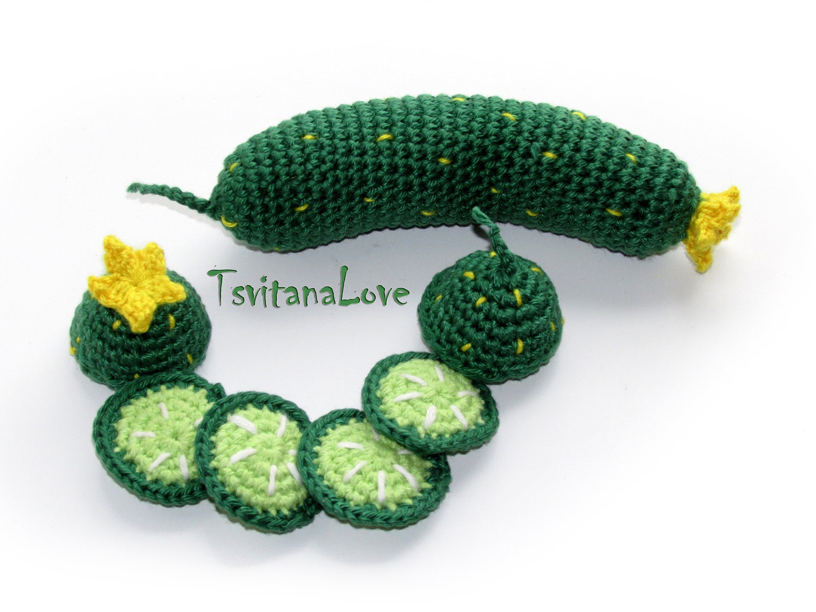 Crochet Cucumber slices 6 pcs Cucumber cut into 6 pieces | Etsy