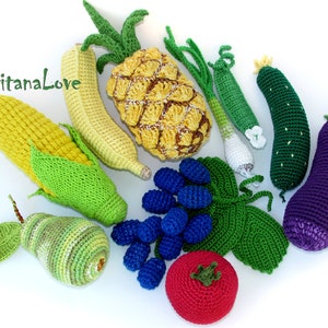 Grapes Toy Kitchen Decor 1pc Crochet Bunch of Grapes Stuffed Fruit ...