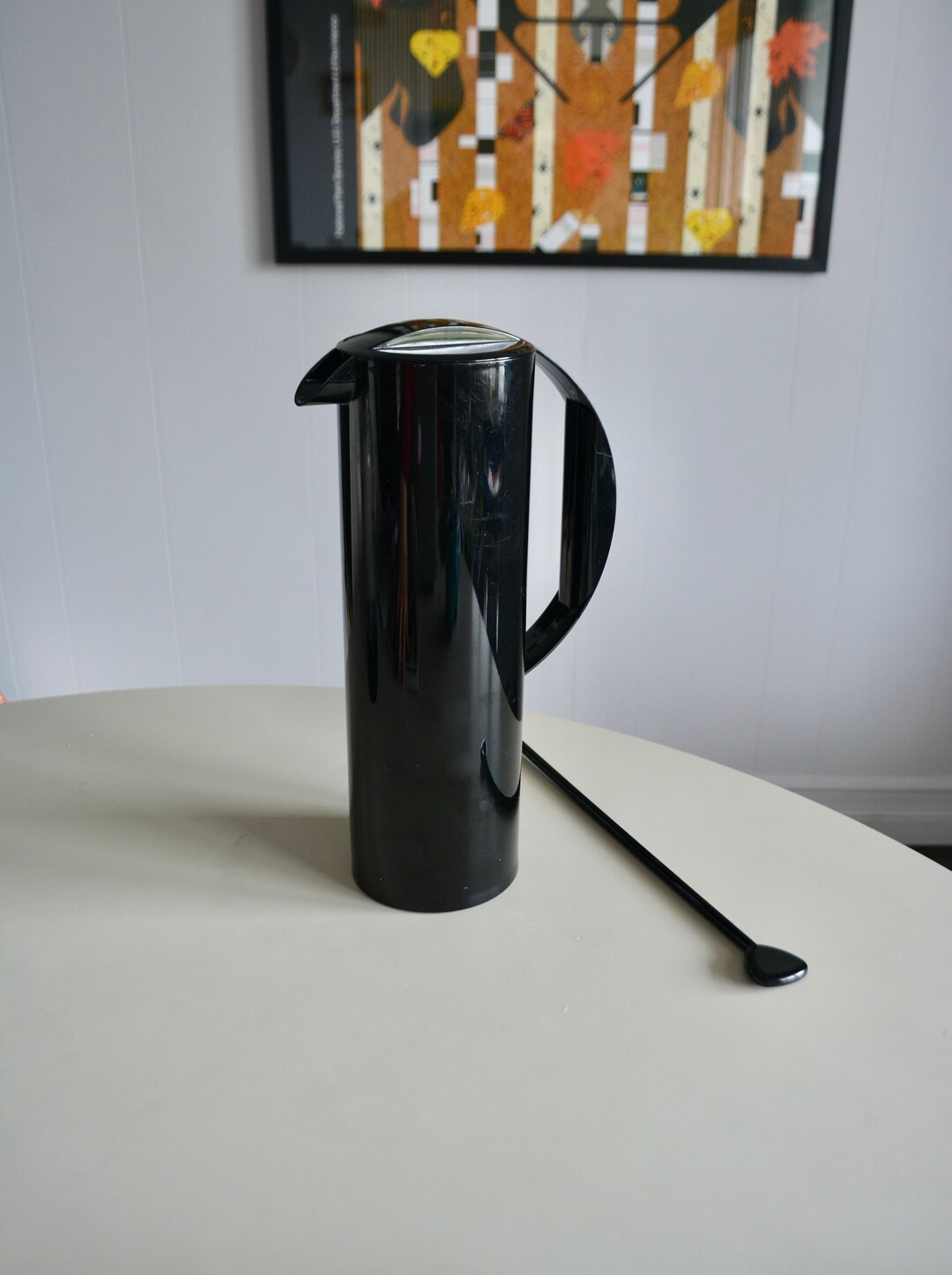 Vintage 80s Rosti Mepal Black Plastic Tall Modern Martini Pitcher Lid ...