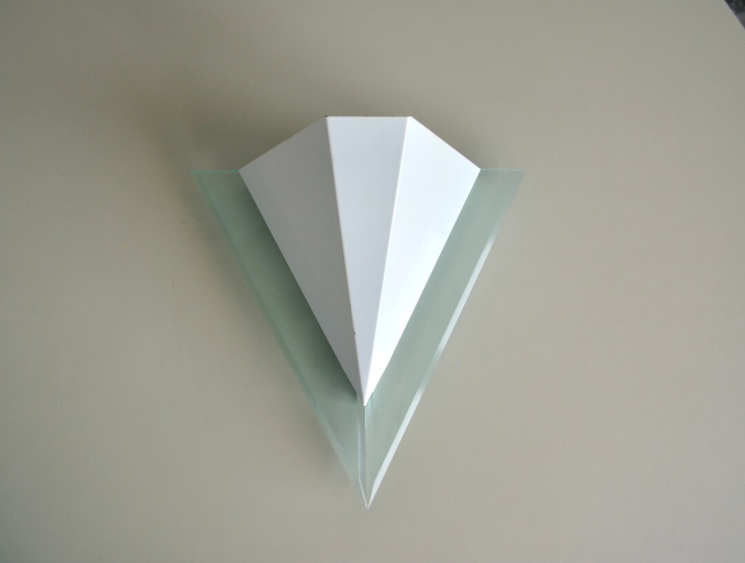 Vintage 1980s 1990s Triangle White Sconce Wall Lamp. 80s Postmodern ...