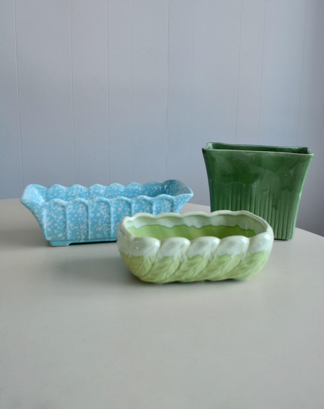 Vintage Rectangular Ceramic Planter Set of 3. USA Shawnee Mccoy MCM ...