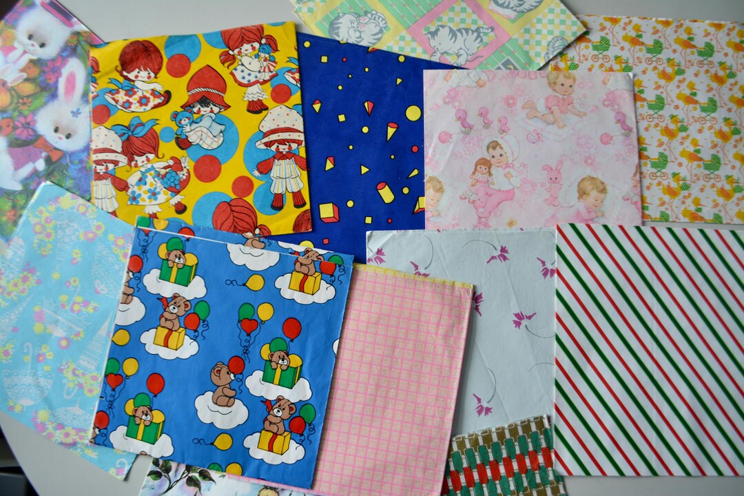 Vintage Lot of 1970s 1980s 1990s Wrapping Paper Sheets. Scrapbook Art ...