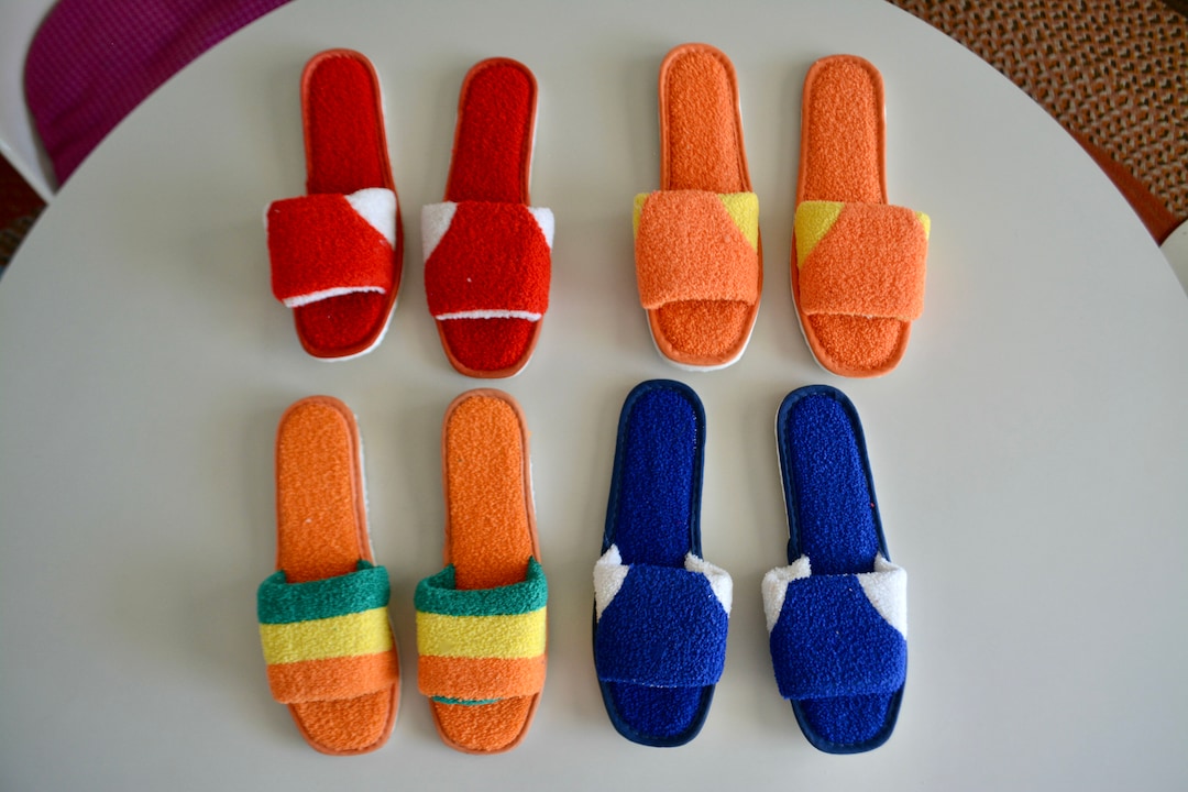 Vintage 60s Mid Century Terry Cloth Slippers. Retro NOS Deadstock Towel ...
