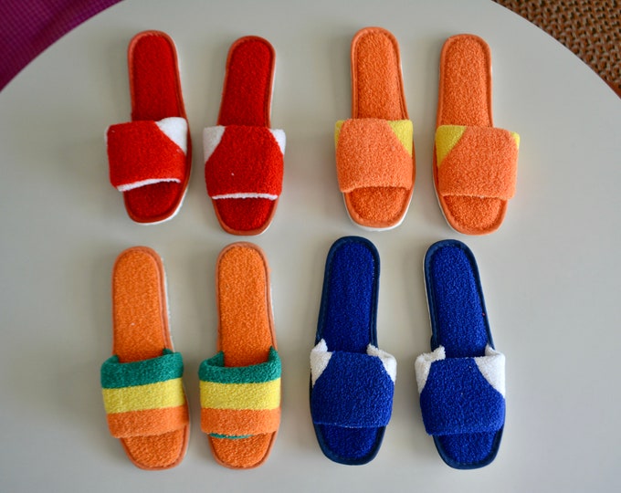 Vintage 60s Mid Century Terry Cloth Slippers. Retro NOS Deadstock Towel ...