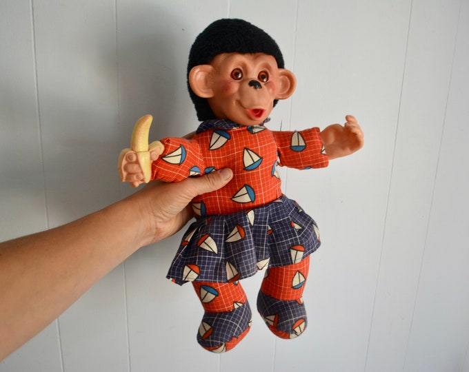 Vintage Regal Toy Monkey. 60s Rubber Face Monkey Toy. Plush Stuffed ...