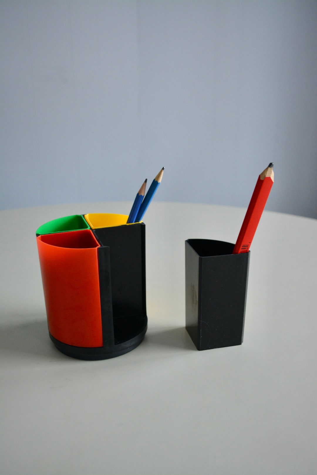 Vintage Plastic 70s 80s Rotating Desk Organizer. Mod Primary Colours ...