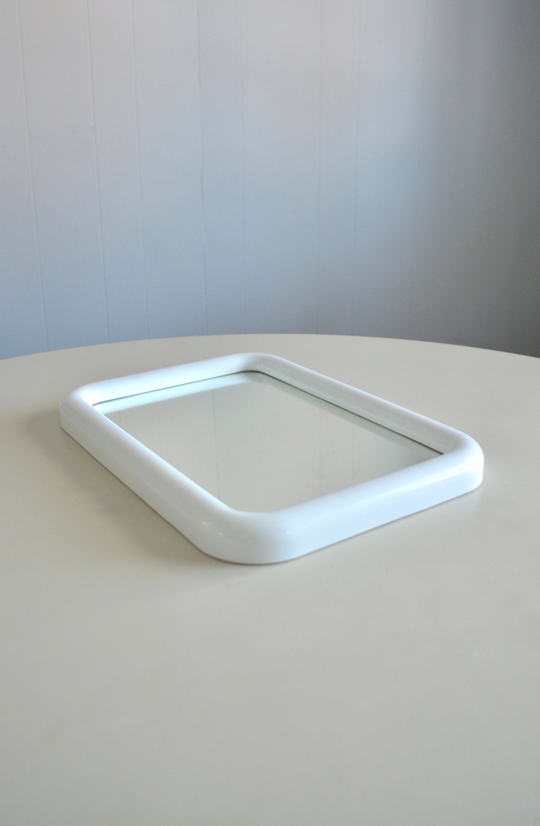 Vintage 70s 80s Retro Space Age White Plastic Framed Wall Mirror. Mid ...