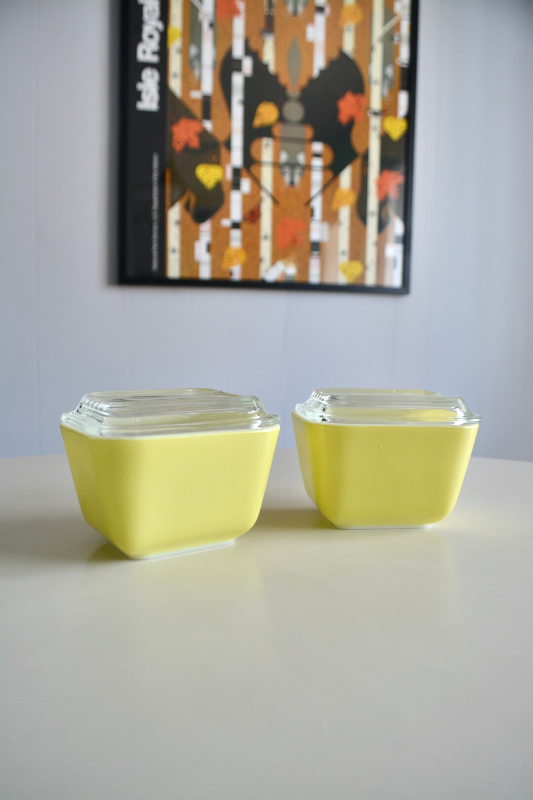 Vintage Mid Century Pyrex Verde Pattern Yellow Colour Glassware ...