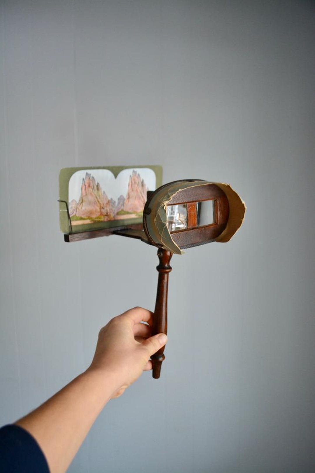 Vintage Antique Wood Stereoscope Viewer With Cards. 1900s Hand Held ...