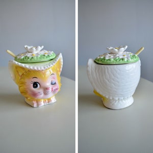 Vintage Mid Century Enesco Winking Cat Miss Priss Creamer Sugar ...
